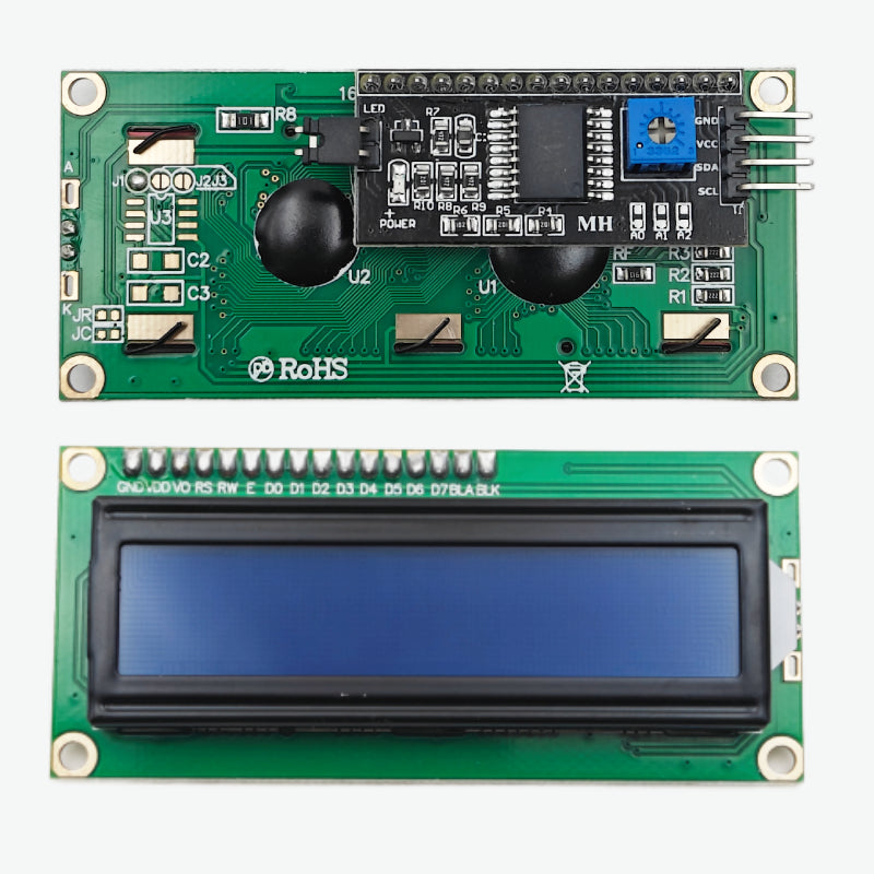 16x2 LCD Display (Blue Backlight) with IIC/I2C interface – QuartzComponents