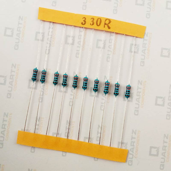 330 ohm, 1/4 Watt Resistor with 1% tolerance (Pack of 10) – QuartzComponents