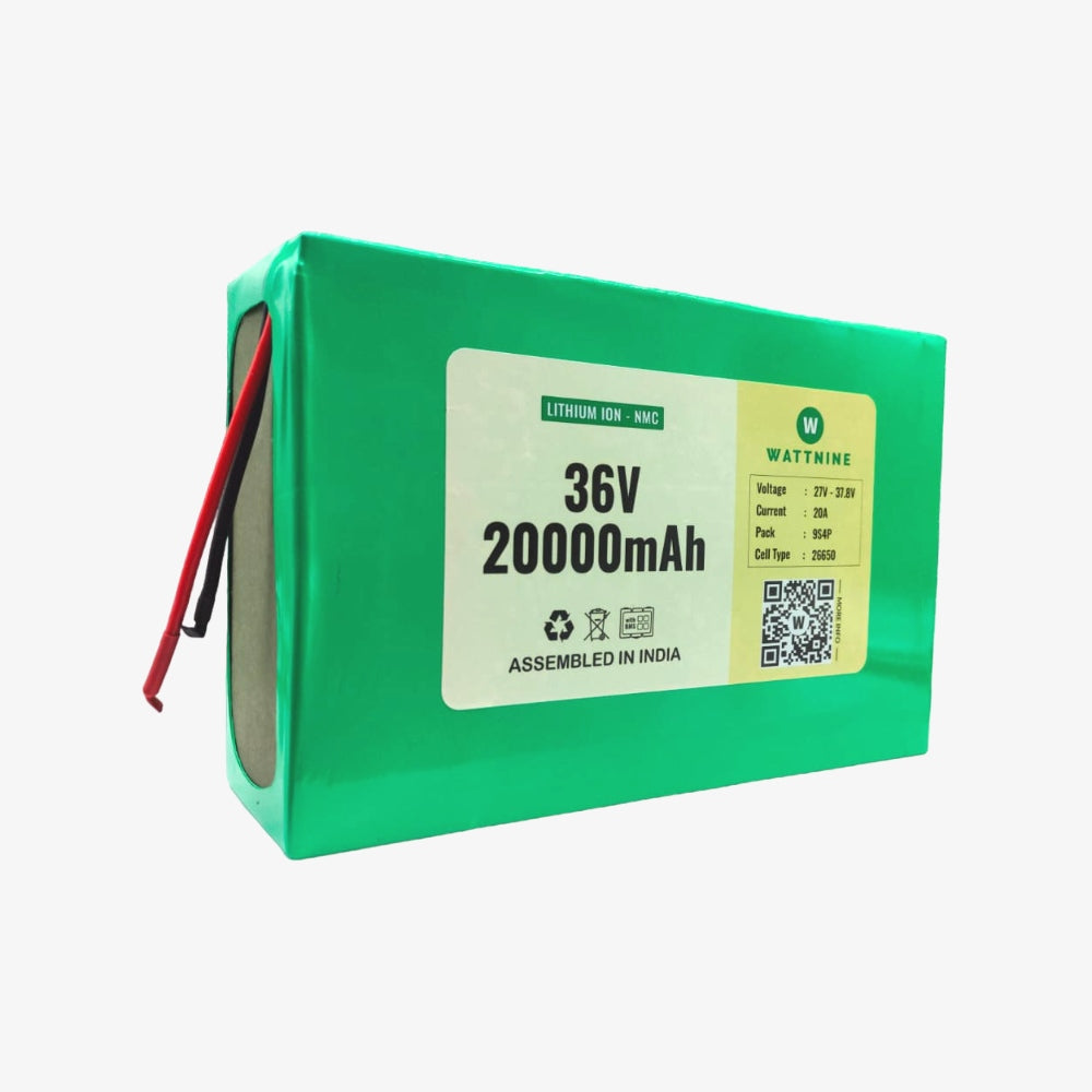 WATTNINE® 36V 20Ah Rechargeable Lithium Ion Battery Pack with 1 year W ...