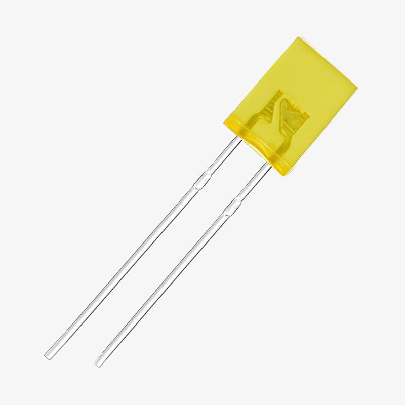 5mm Rectangle 2-Pin Through-Hole Flat Top Diffused LED - Yellow – QuartzComponents