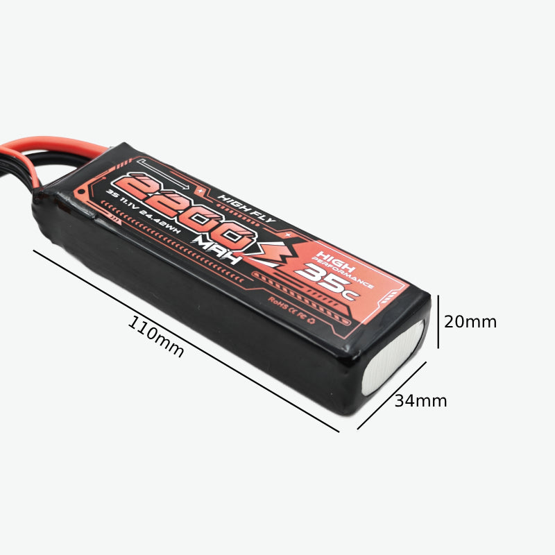 HIGH FLY 11.1V 2200mAh 3S 35C Lithium-Polymer Rechargeable Battery ...