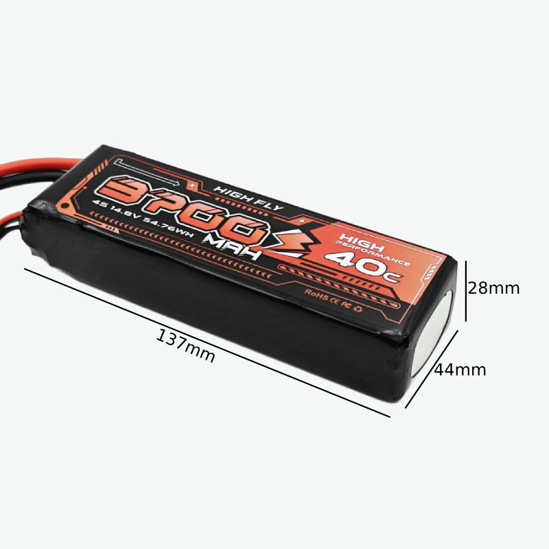 HIGH FLY 14.8V 3700mAh 4S 40C Lithium-Polymer Rechargeable Battery ...
