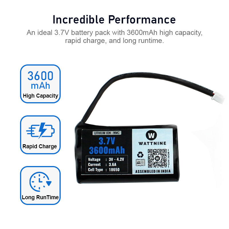 WATTNINE® 3.7V 3600mah Lithium Battery Pack with 3 year warranty ...