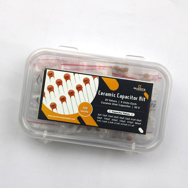 Assorted Ceramic Capacitor Combo Kit (20 values, 5 each - 100 capacito ...