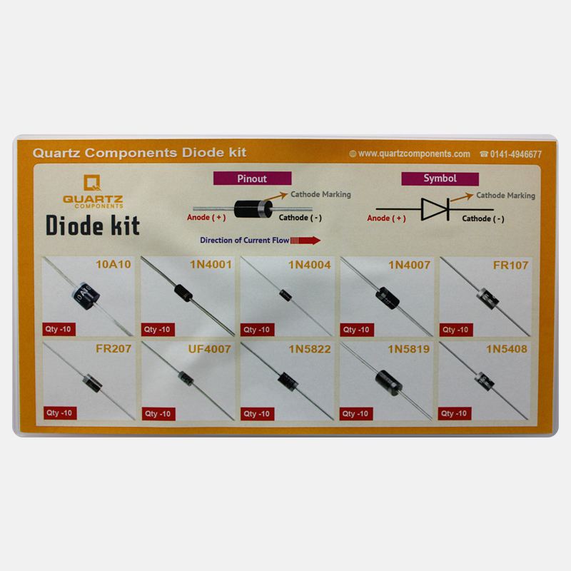 Diode Kit 100 pcs - Assorted Rectifier and Schottky Diodes - 10 Values ...