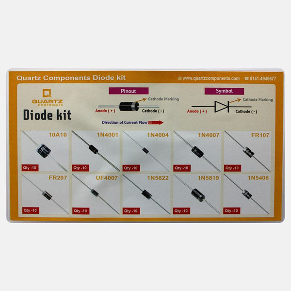 Diode Kit 100 pcs - Assorted Rectifier and Schottky Diodes - 10 Values ...